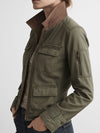 Outdoor Utility Pocket Olive Green Cargo Jacket With Zip Front | Futario