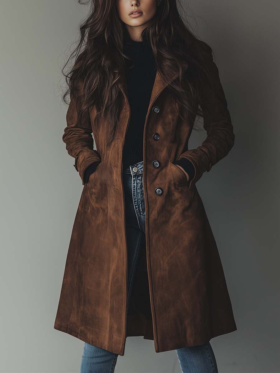 Women's Vintage Suede Trench Coat – Futario